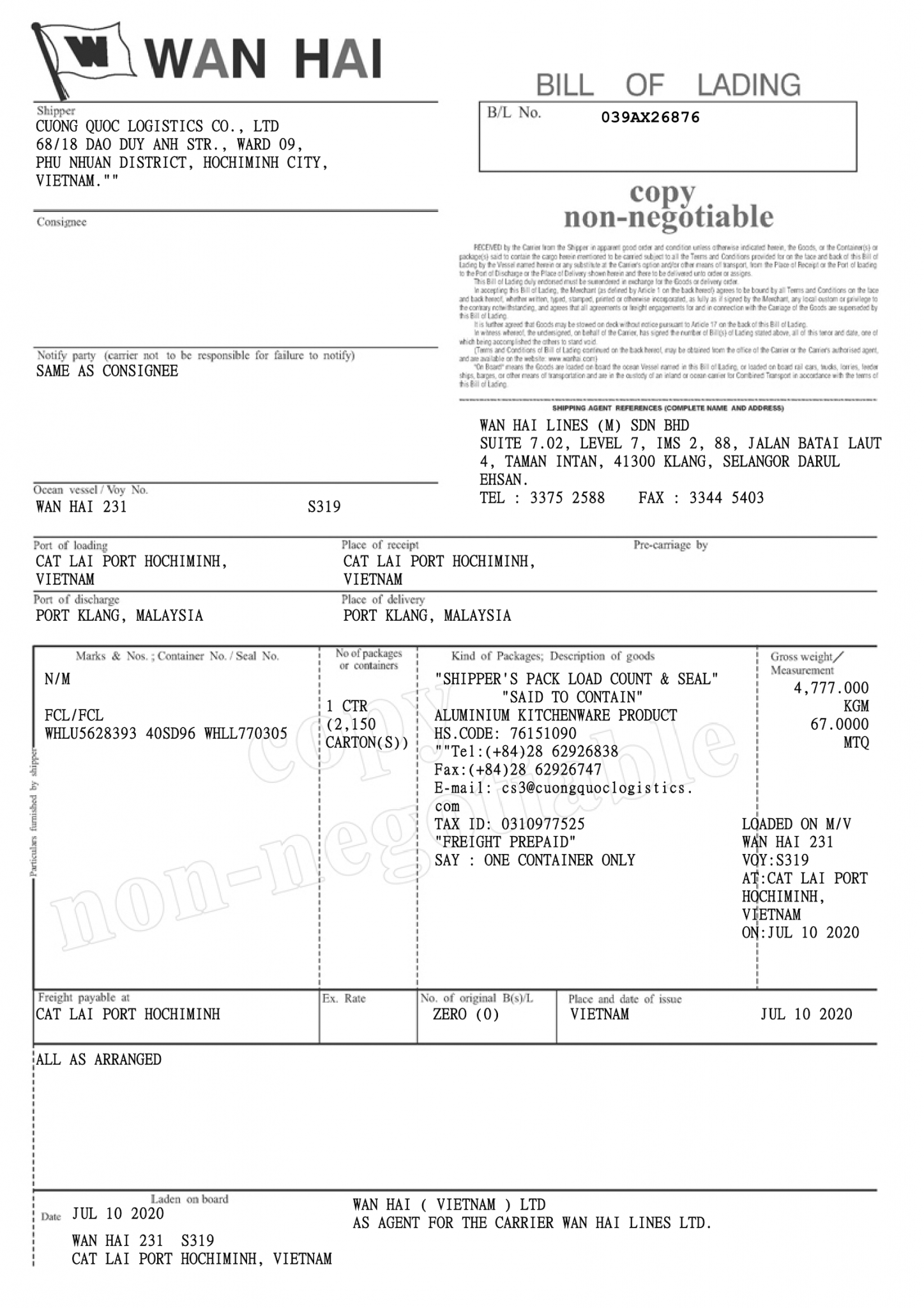 Bill of Lading và vai trò của B/L trong xuất nhập khẩu - Cường Quốc ...