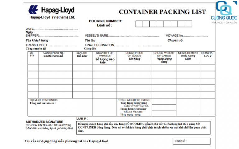 Container packing list là gì? - Cường Quốc Logistics